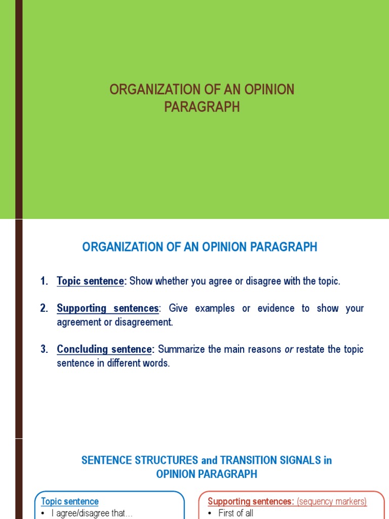 Organization of An Opinion Paragraph PDF | PDF | Lottery | Luck