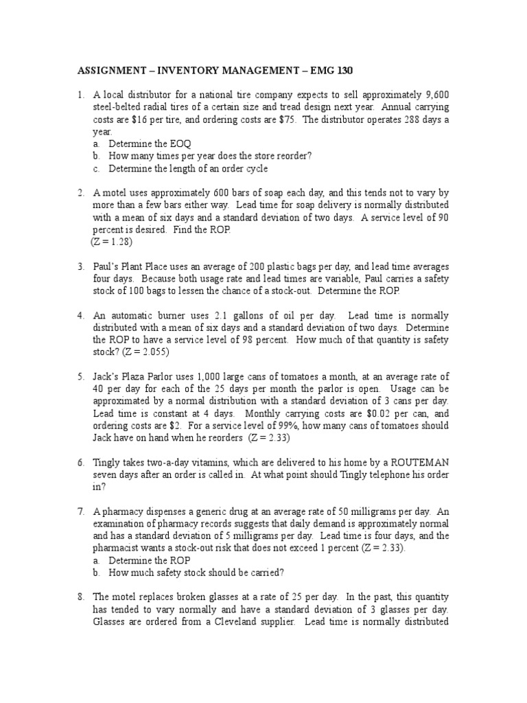 Assignment - Inventory - Emg Applications | PDF | Standard Deviation | Pharmacy
