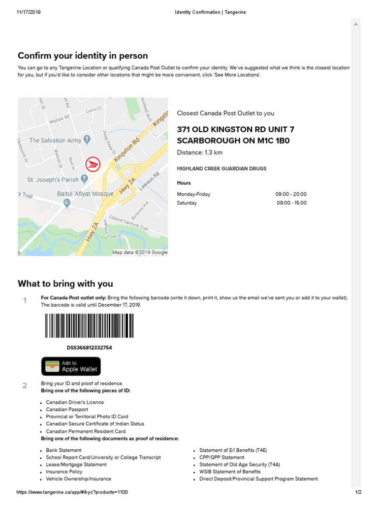 Identity Confirmation - Tangerine | PDF | Identity Document ...