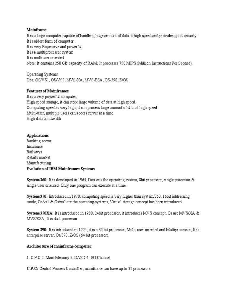 Mainframe Pdf Operating System Software Engineering