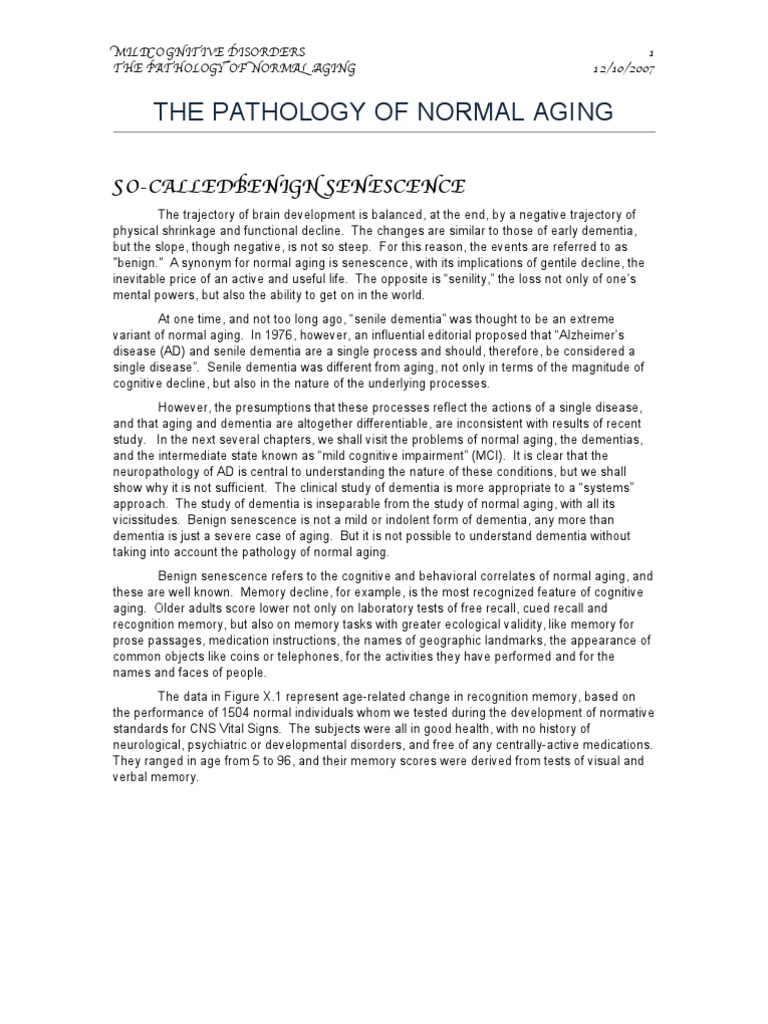 The Pathology of Normal Aging: So-Called Benign Senescence | PDF ...