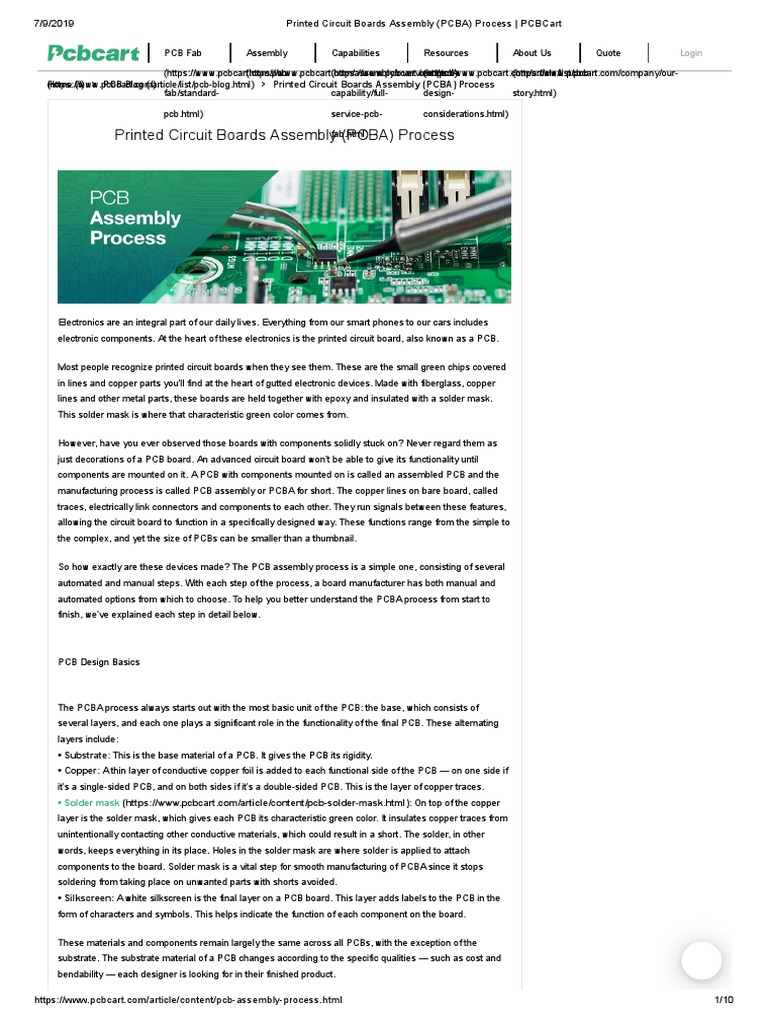 Printed Circuit Boards Assembly (PCBA) Process - PCBCart | PDF ...