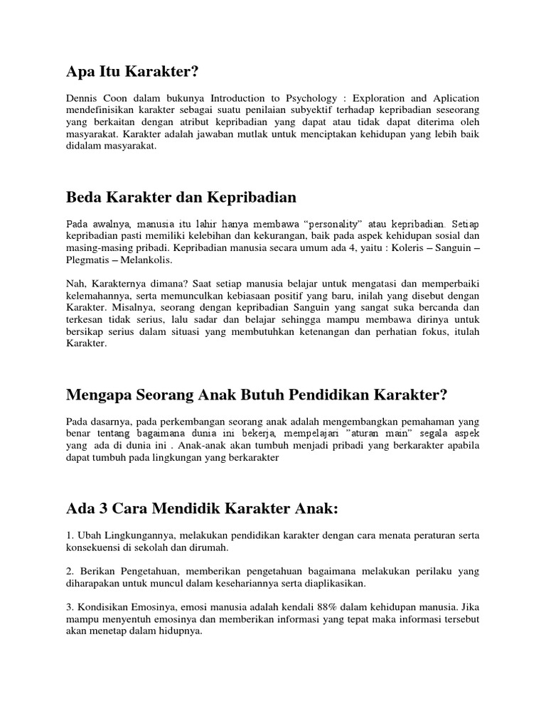 Apa Itu Karakter | PDF