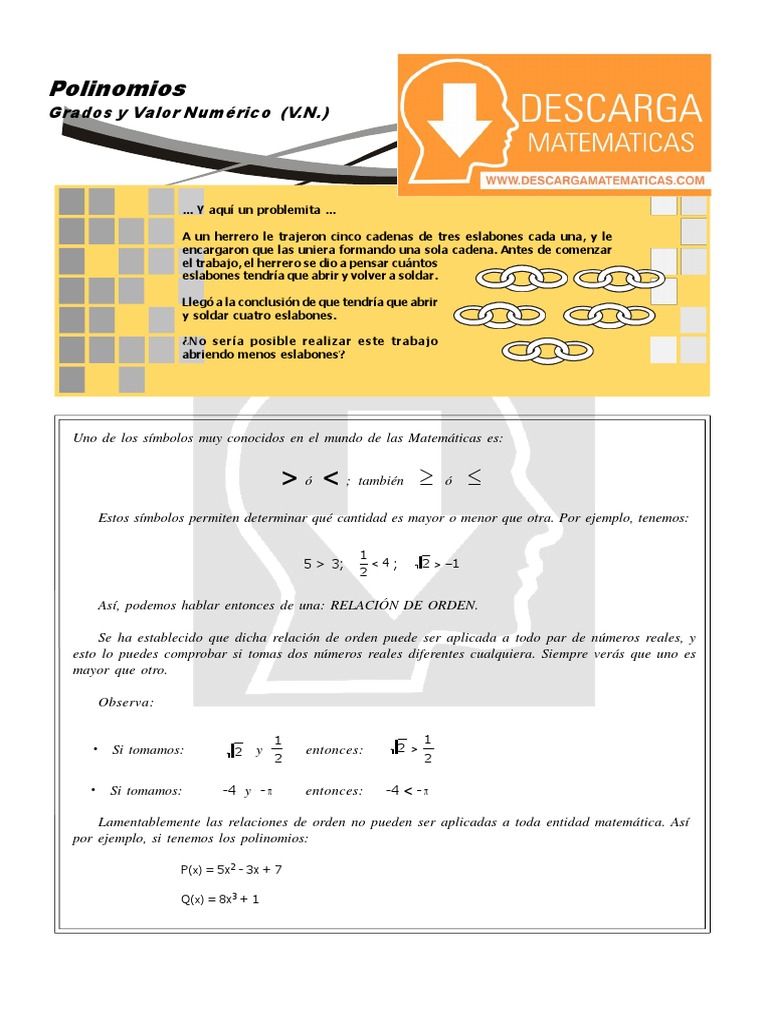 05 Descargar Polinomios Álgebra Segundo de Secundaria | PDF | Álgebra ...