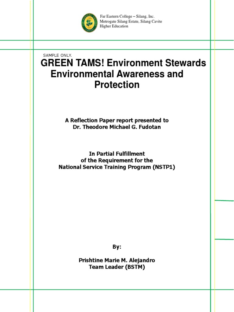 Feu Reflection Paper Format1 | PDF | Waste | Human Impact On The ...