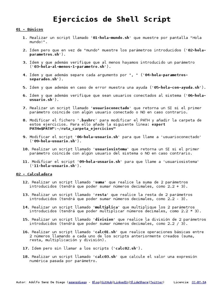 Ejercicios Shell Script PDF | PDF | Archivo de computadora | Ingeniería Informática