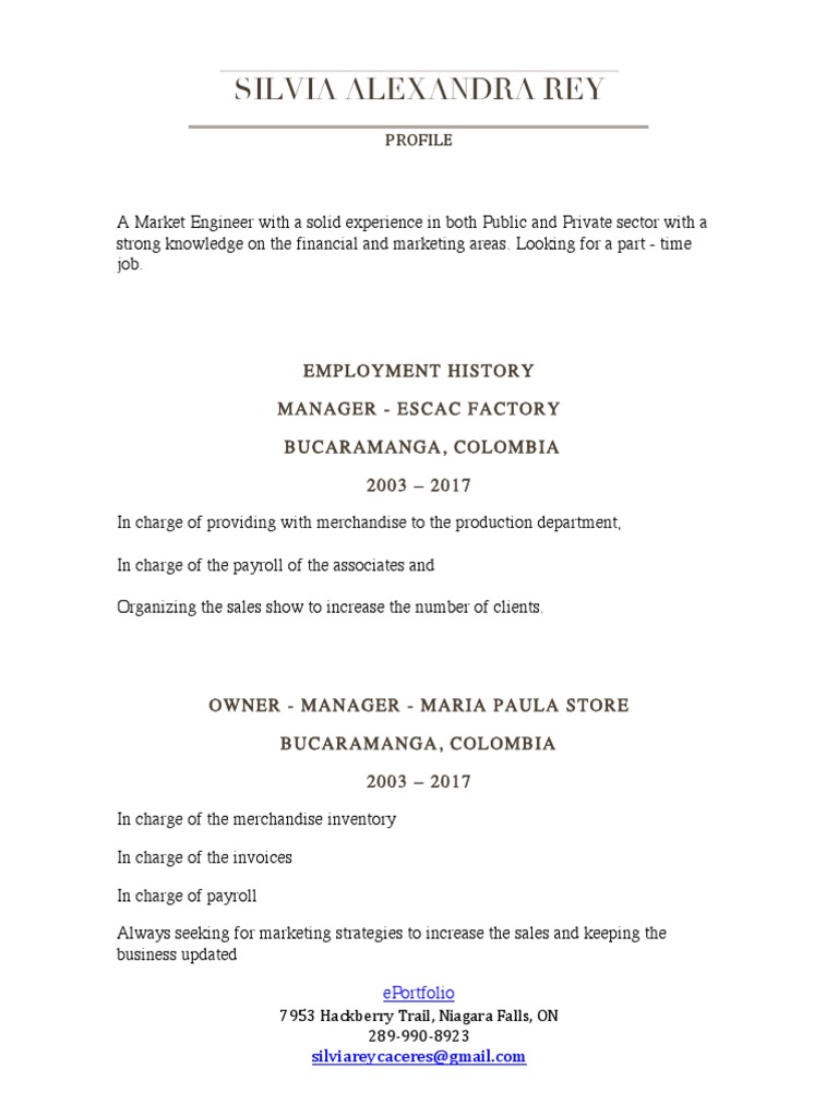Silvia Rey Resume Ok | PDF | Market (Economics) | Marketing