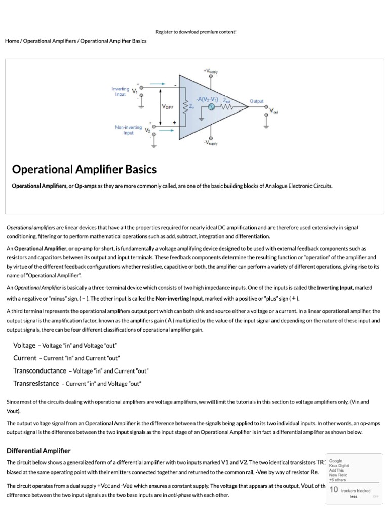 Operational Amplifier Basics - Op-Amp Tutorial | PDF