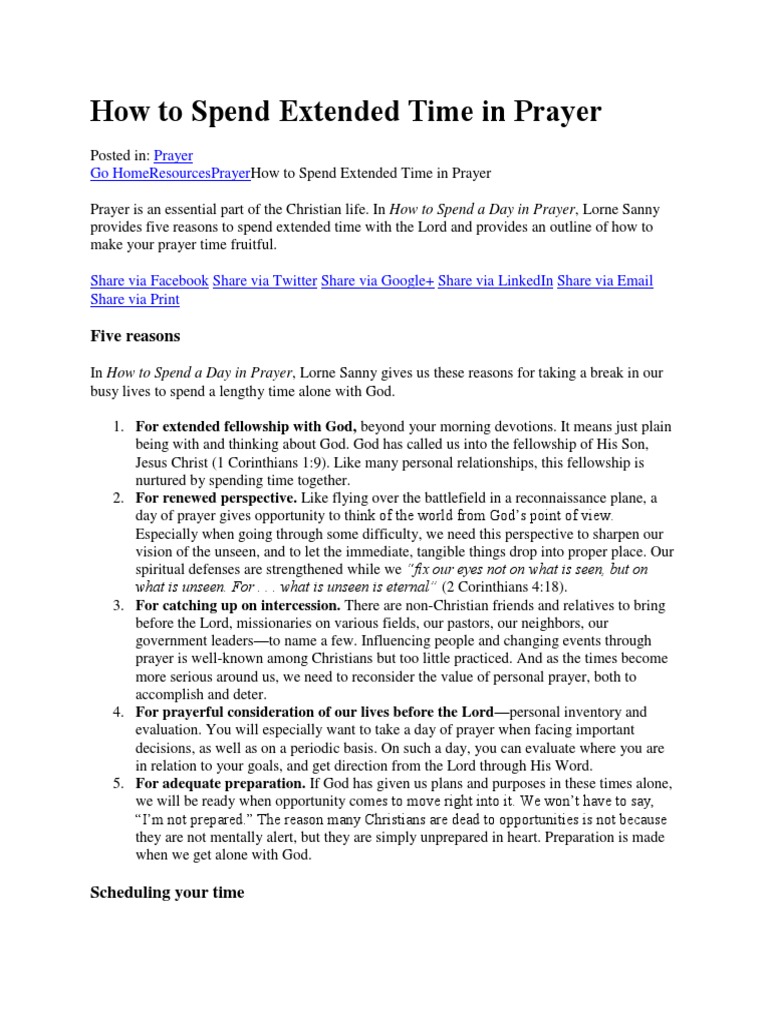 How To Spend Extended Time in Prayer | PDF | Prayer | God