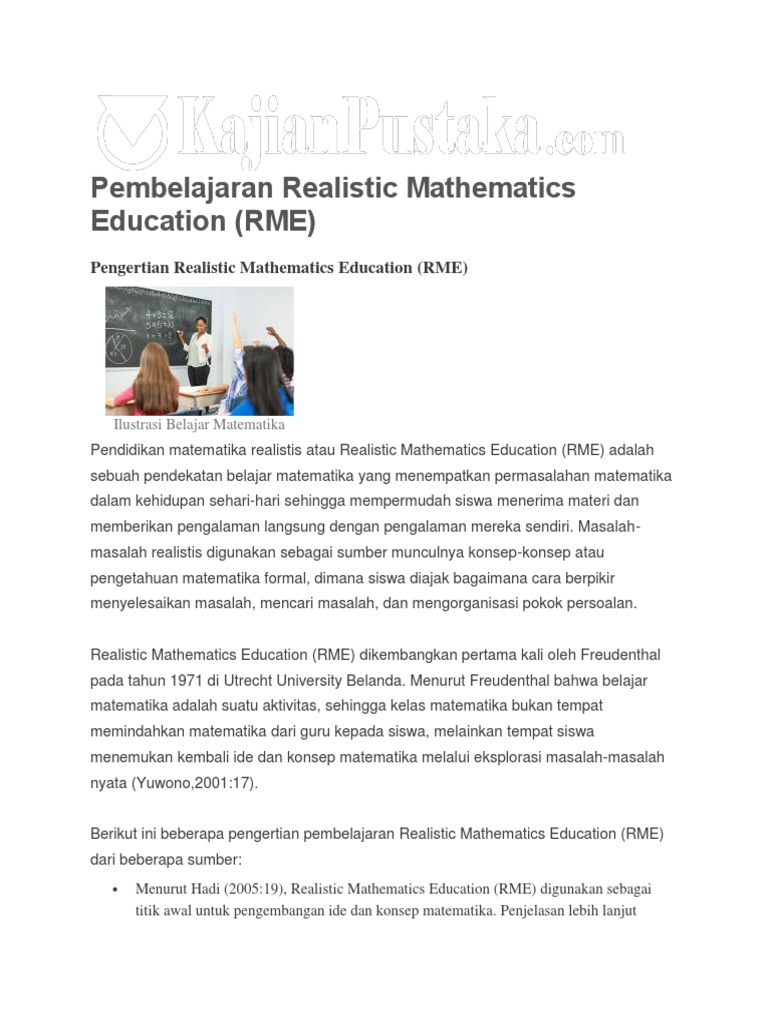 Pembelajaran Realistic Mathematics Education | PDF