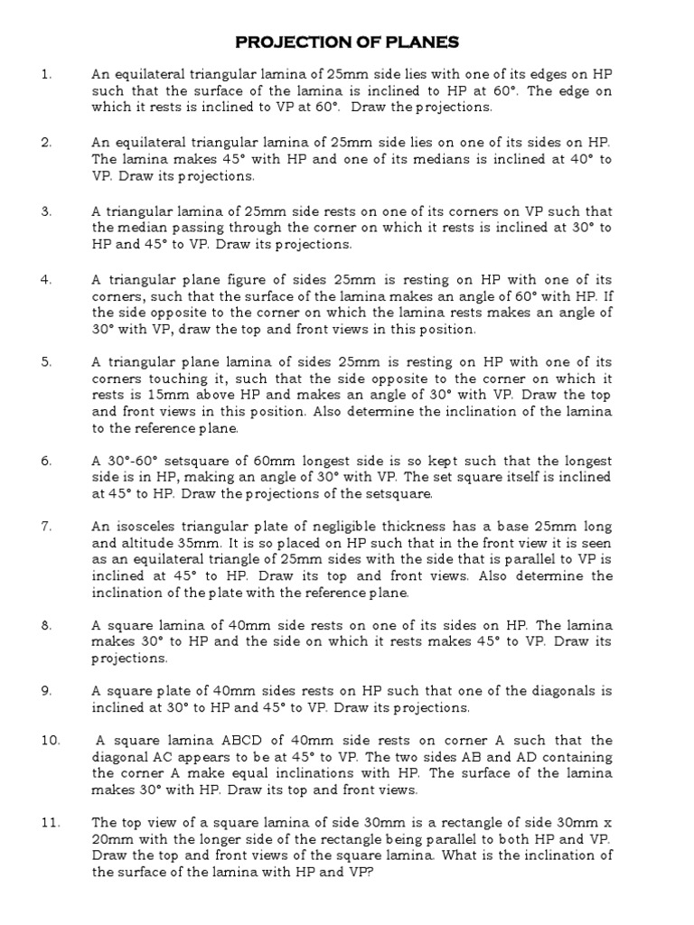 Projection of Planes Problems | PDF | Rectangle | Triangle