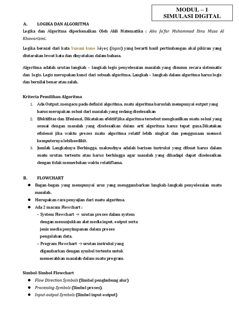 Modul Logika - Algoritma - Flowchart - Peta Minda | PDF | Komputer