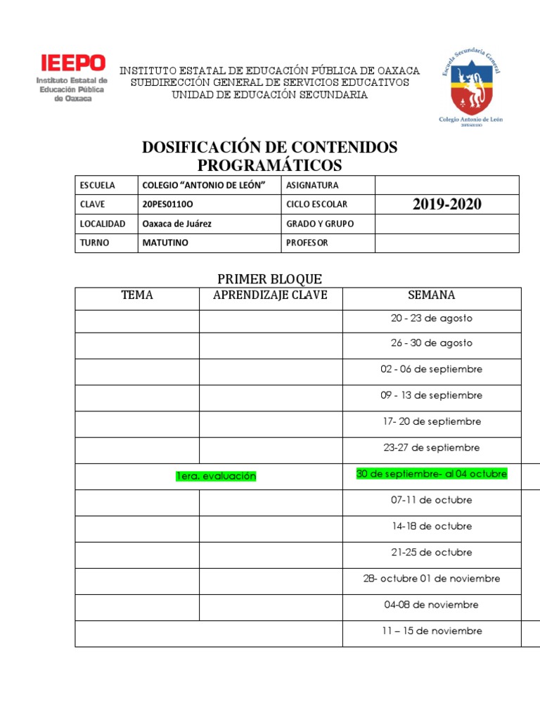 Dosificacion Ejemplo | PDF | Educación avanzada | Escuelas