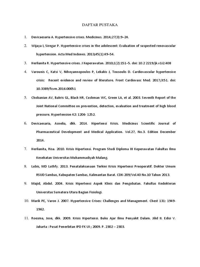 DAFTAR PUSTAKA Lapkas Interna | PDF | Hypertension | Angiology