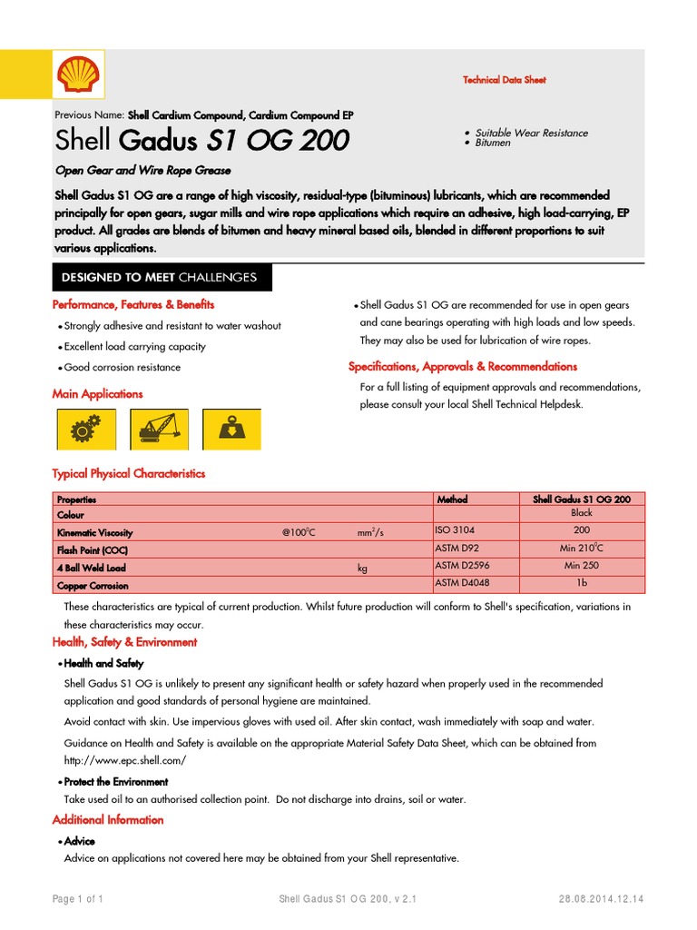 Shell Gadus s1 Og 200 PDF | PDF | Lubricant | Chemical Substances