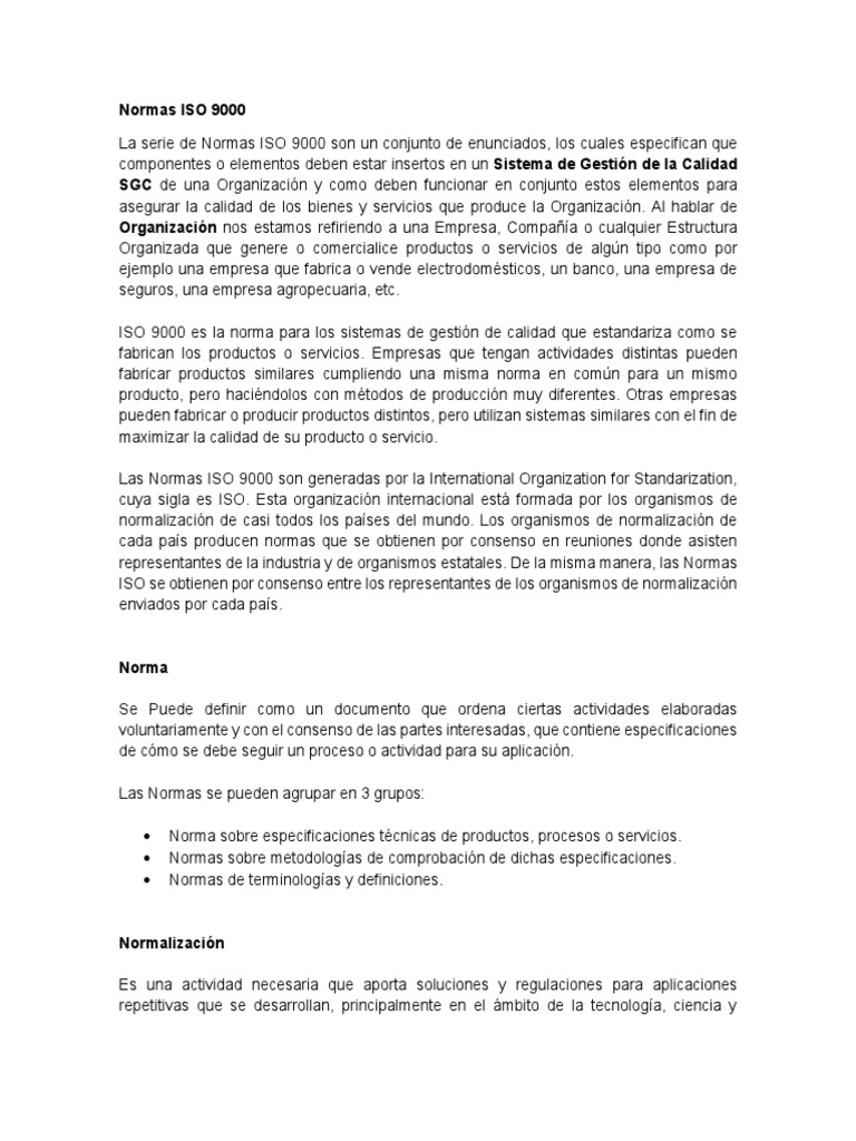 Informe ISO 9000 | PDF | Gestión de la calidad | Iso 9000