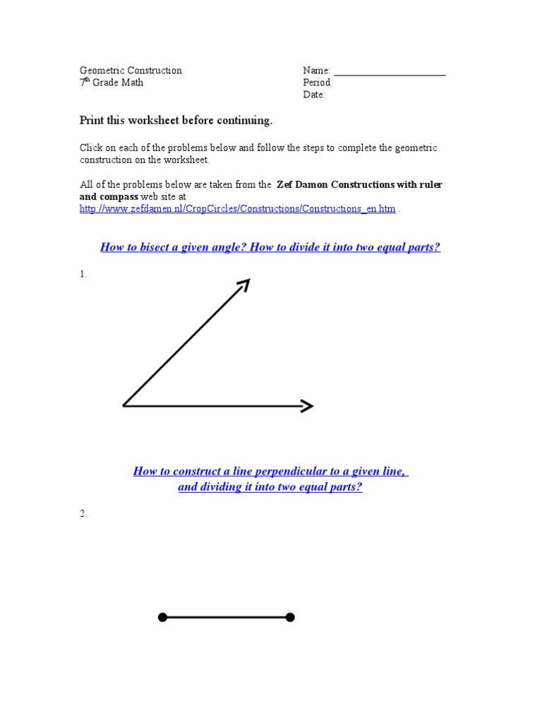 7th Grade Geometric Constructions Worksheet | PDF