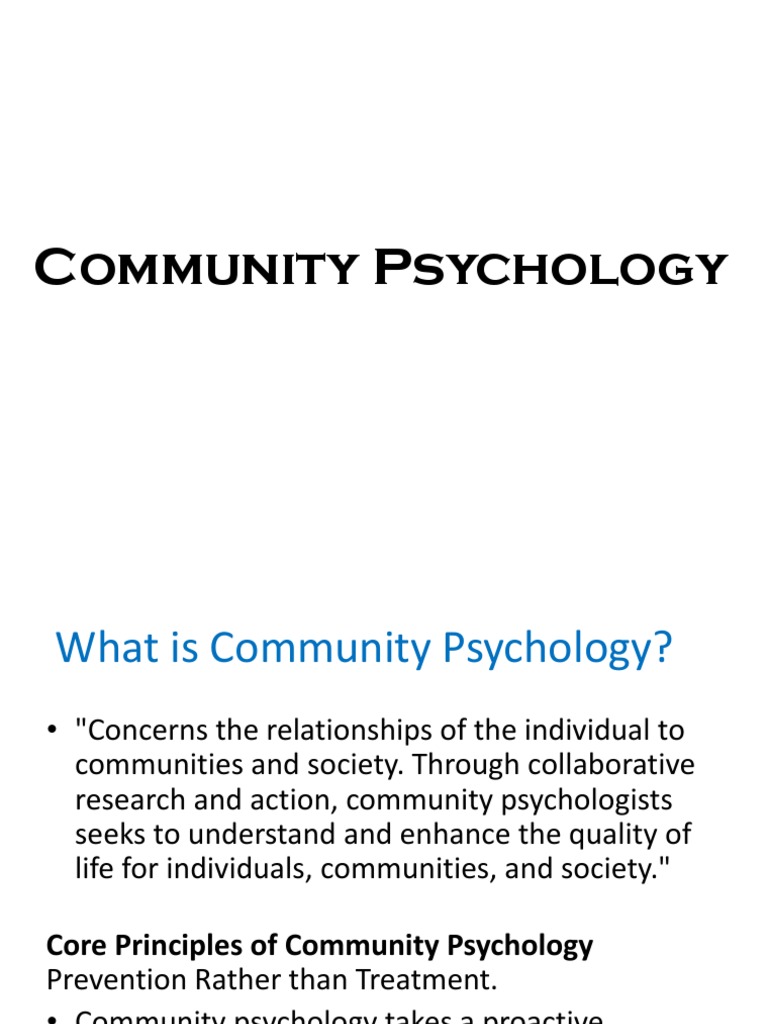 Principles of Community Psychology | PDF | Mental Disorder | Psychology