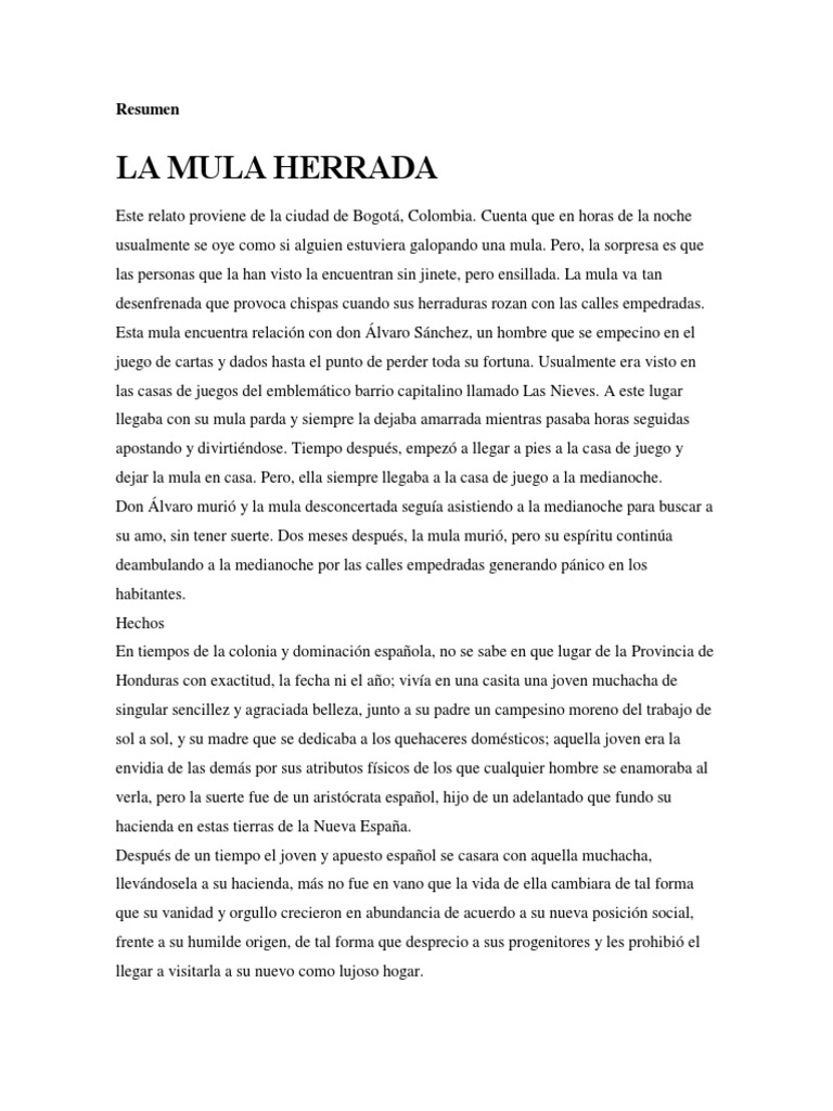 Resumen LA MULA HERRADA PDF | PDF