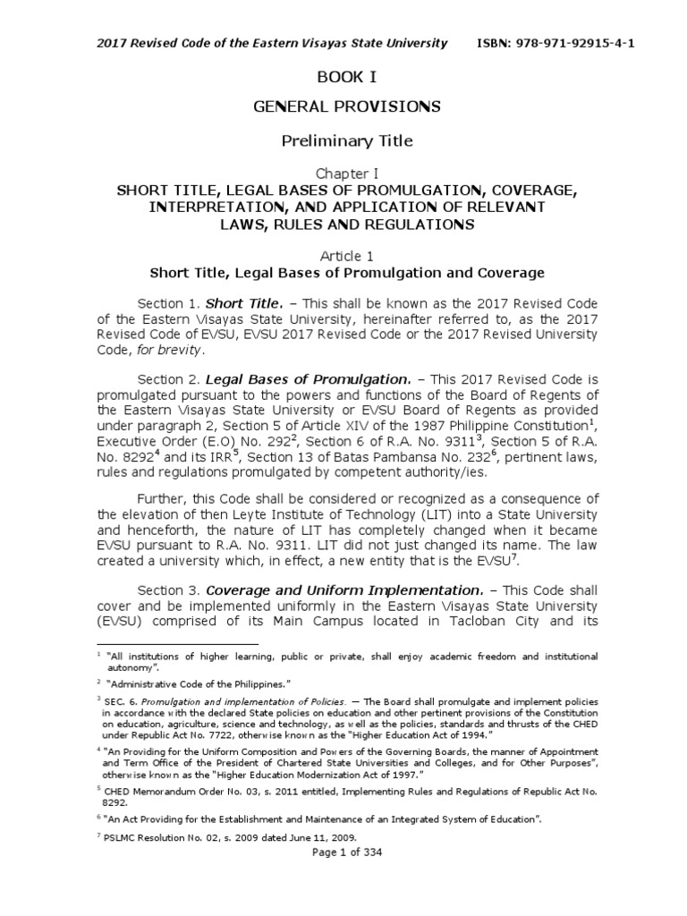 EVSU Code Main Parts EVSU BOR Approved Final and Signed PDF | PDF ...