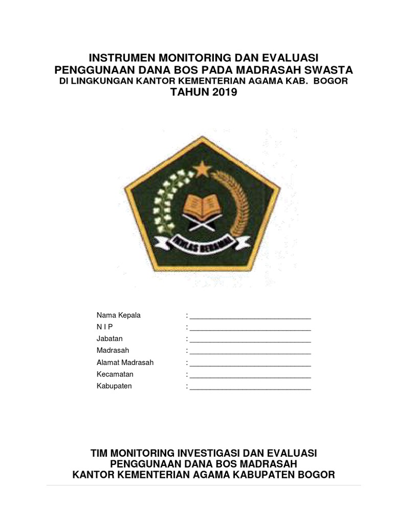 Instrumen Monev Bos 2019 PDF | PDF