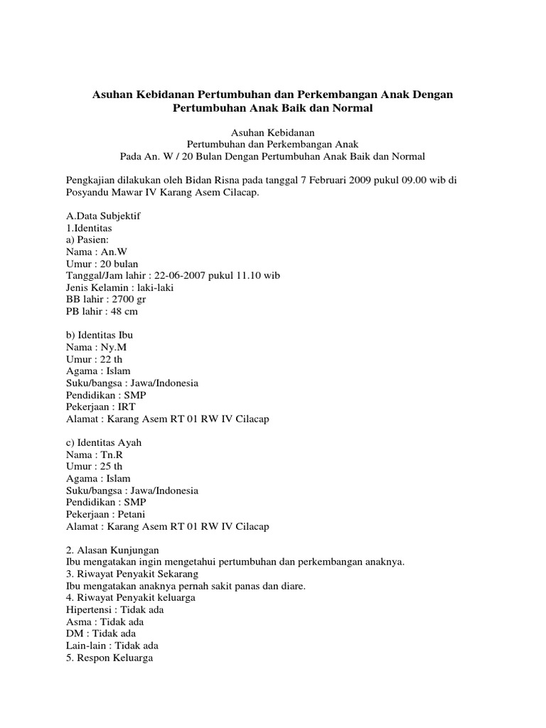 Contoh Format Askeb Denver | PDF