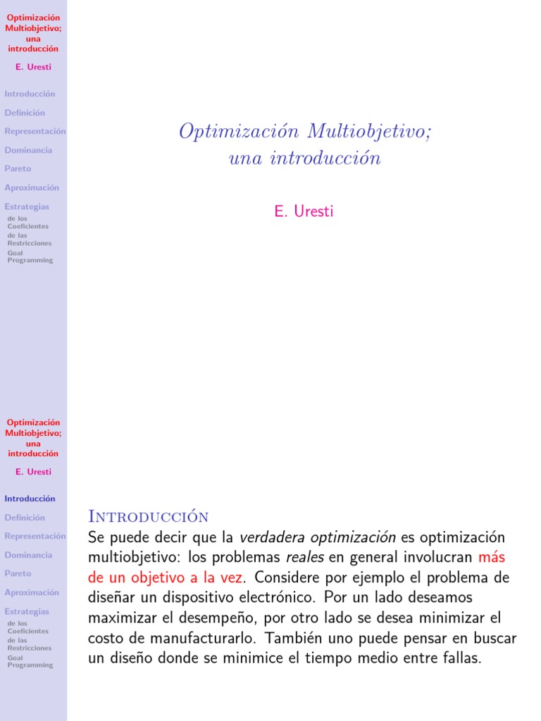 Introducción a la Optimización Multiobjetivo | PDF | Optimización Matemática | Análisis