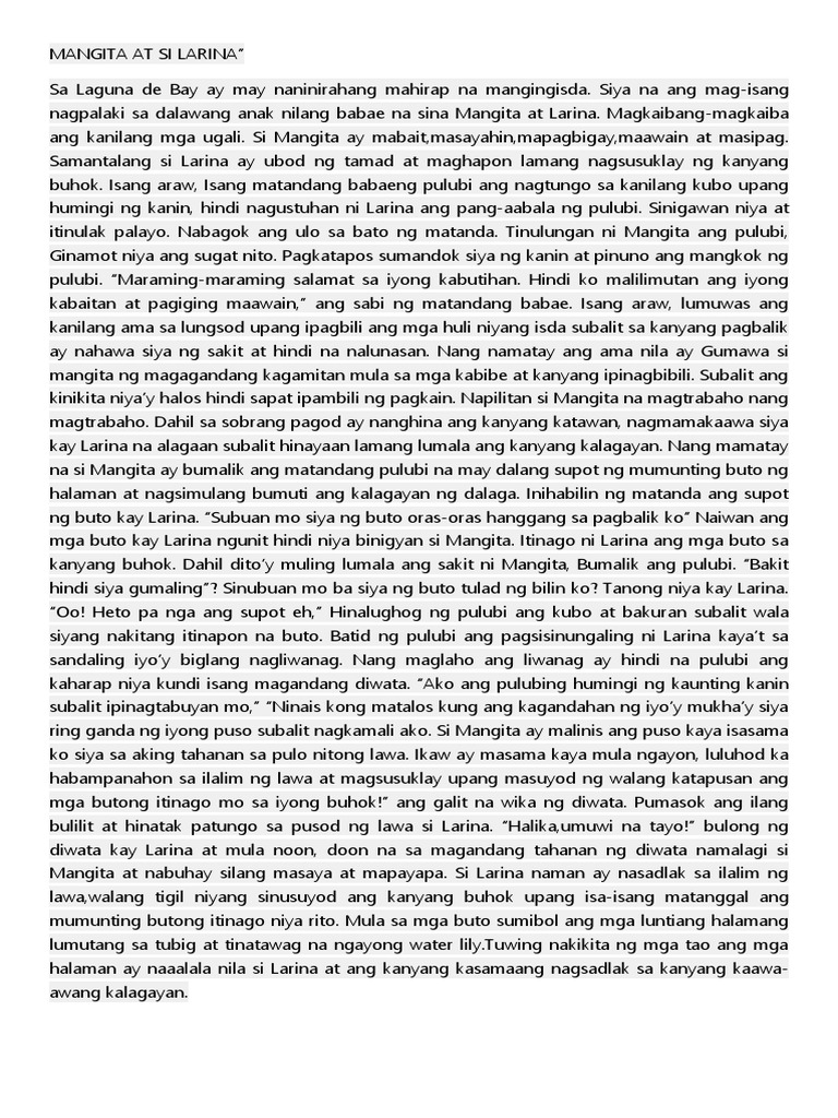 Mangita at Si Larina | PDF