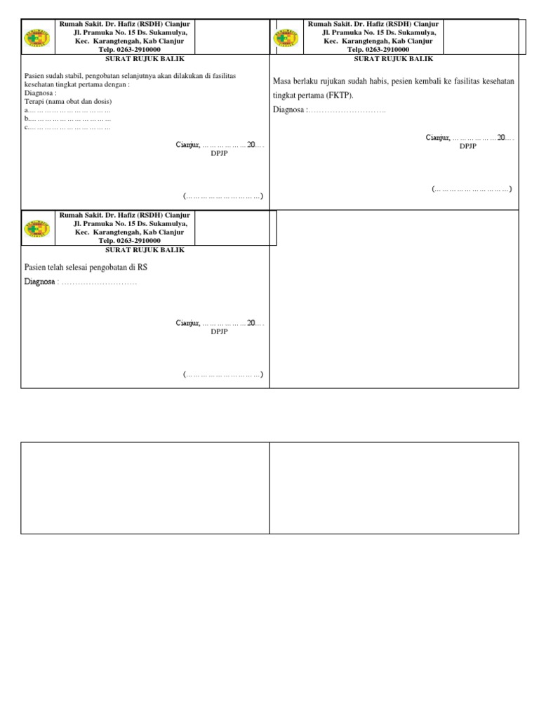 Form Surat Rujuk Balik | PDF