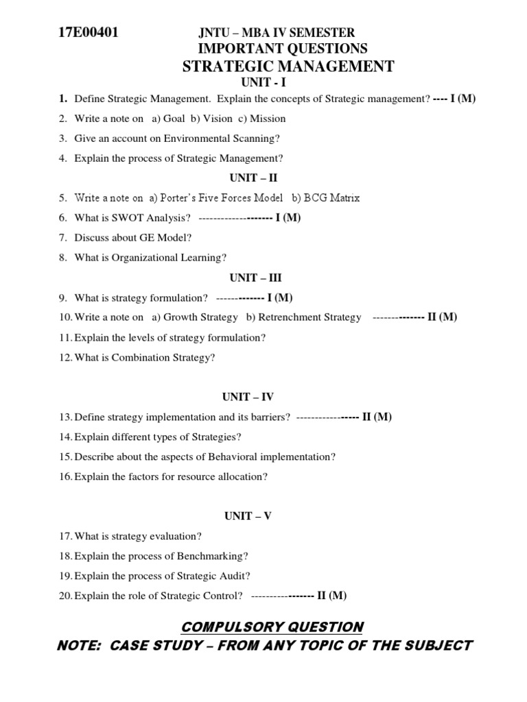 MBA IV Semester Strategic Management, E-Business, Services Marketing ...