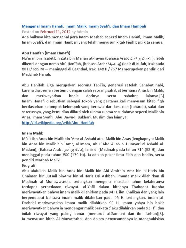 Mengenal Imam Hanafi | PDF