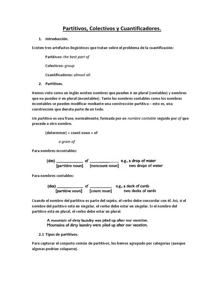 6 - Partitivos, Colectivos y Cuantificadores | PDF | Numero Gramatical ...