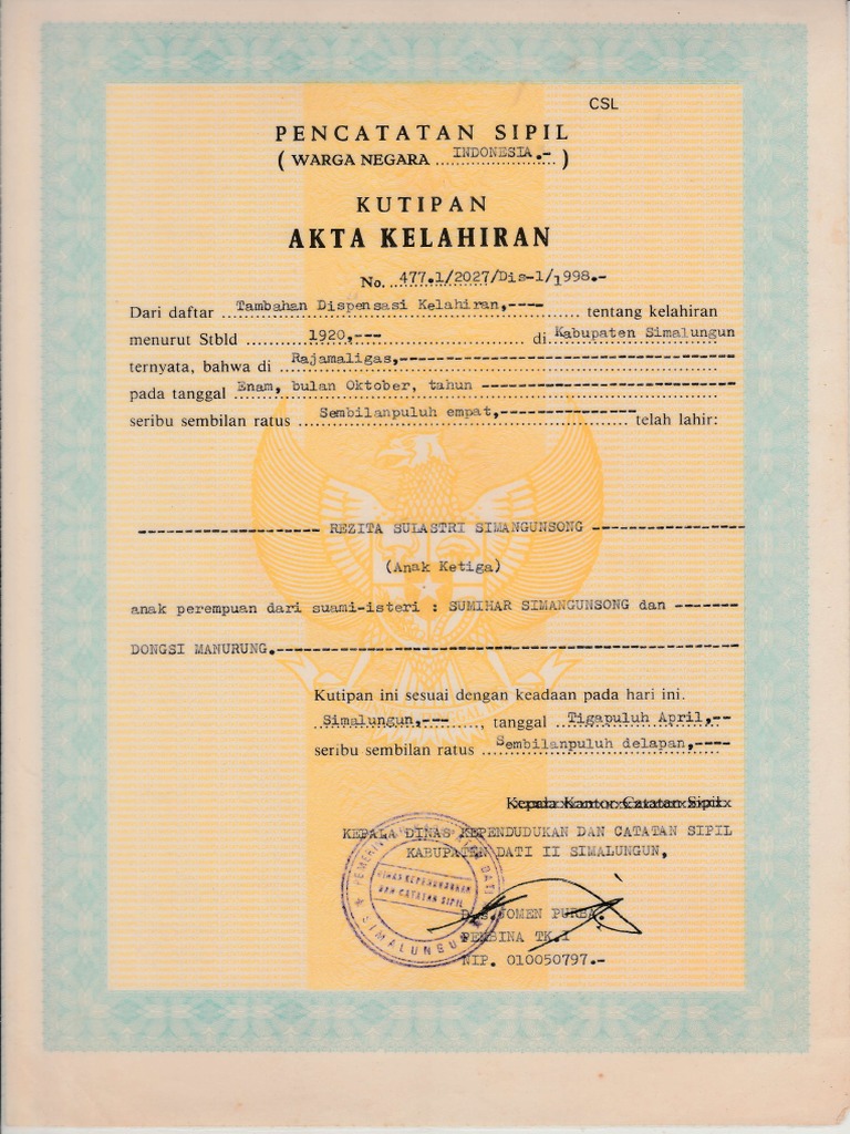 Akte Lahir PDF | PDF