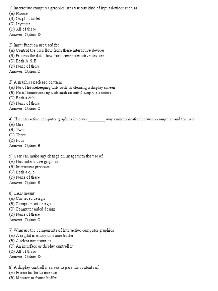 Computer Graphics Part 1 PDF | PDF | Computer Monitor | Printer (Computing)