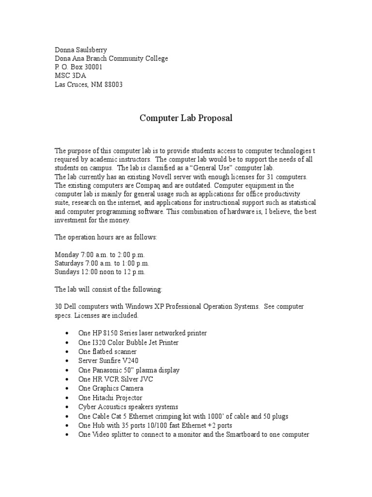 Computer Lab Proposal | PDF