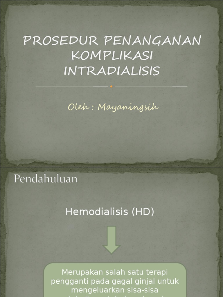 Prosedur Penanganan Komplikasi Intradialisis | PDF