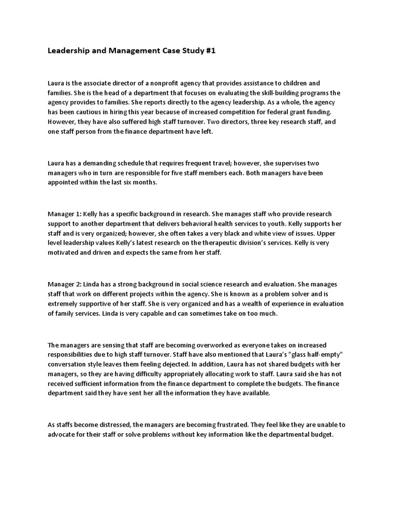 Leadership and Management Case Study 1.docx | Leadership | Leadership ...