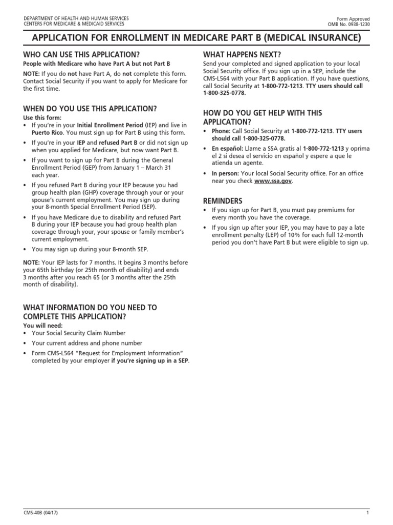 CMS40B e PDF | PDF | Medicare (United States) | Social Security ...