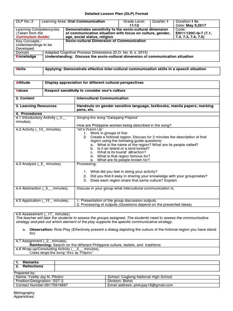 Types of Speeches Lesson Plan | PDF | Cross Cultural Communication ...