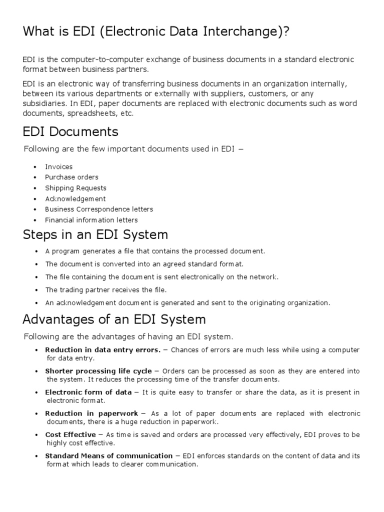 What Is EDI (Electronic Data Interchange) | PDF | Electronic Data Interchange | Data