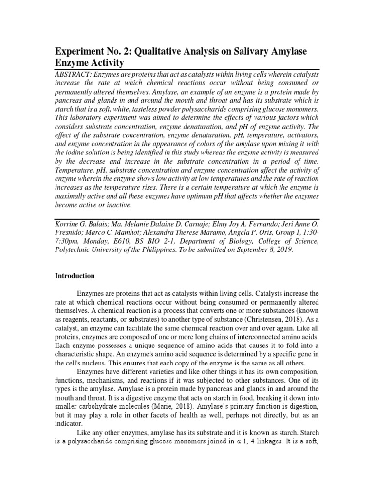 Biology Students' Enzyme Study | PDF | Enzyme | Enzyme Inhibitor