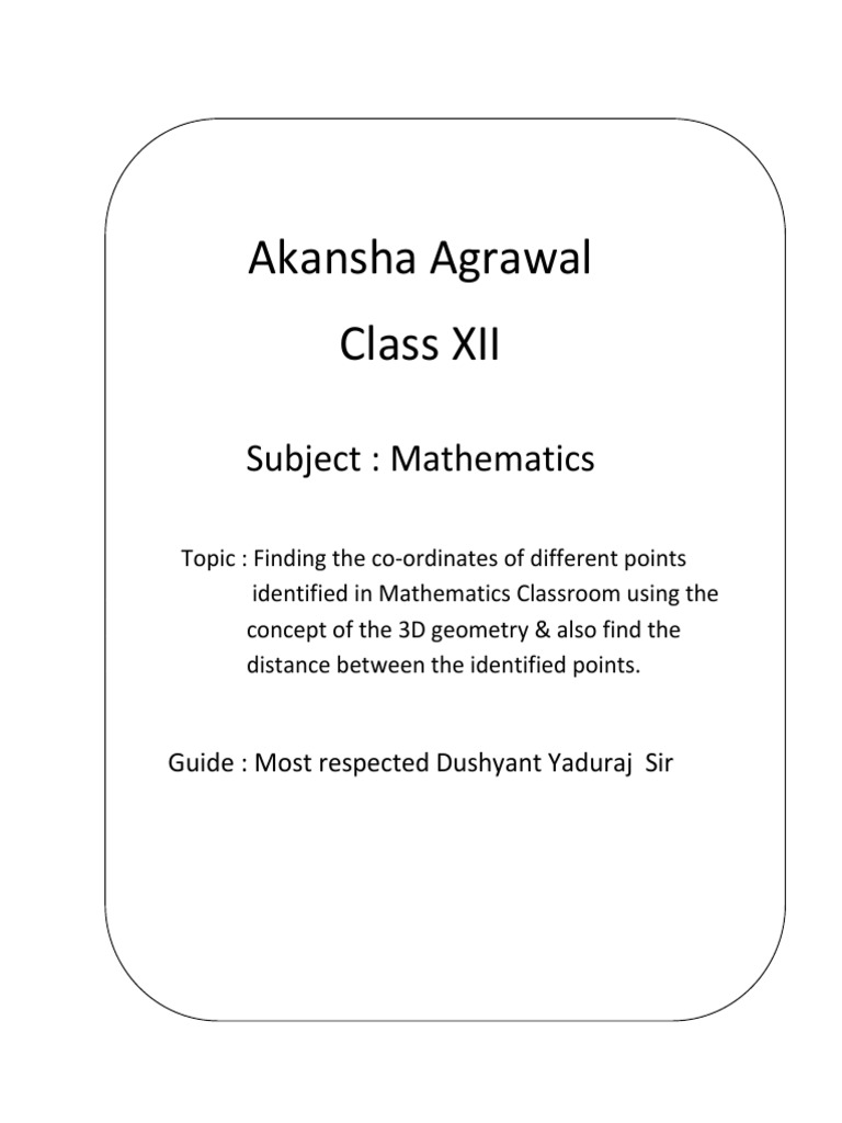 Front Page For Maths Project | PDF