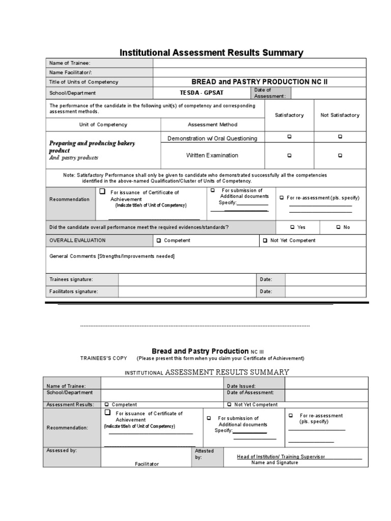 Assessment Results and Recommendations for Bread and Pastry Production ...