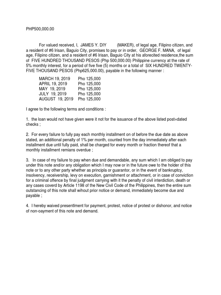 Promissory Note With Real Estate Mortgage | PDF