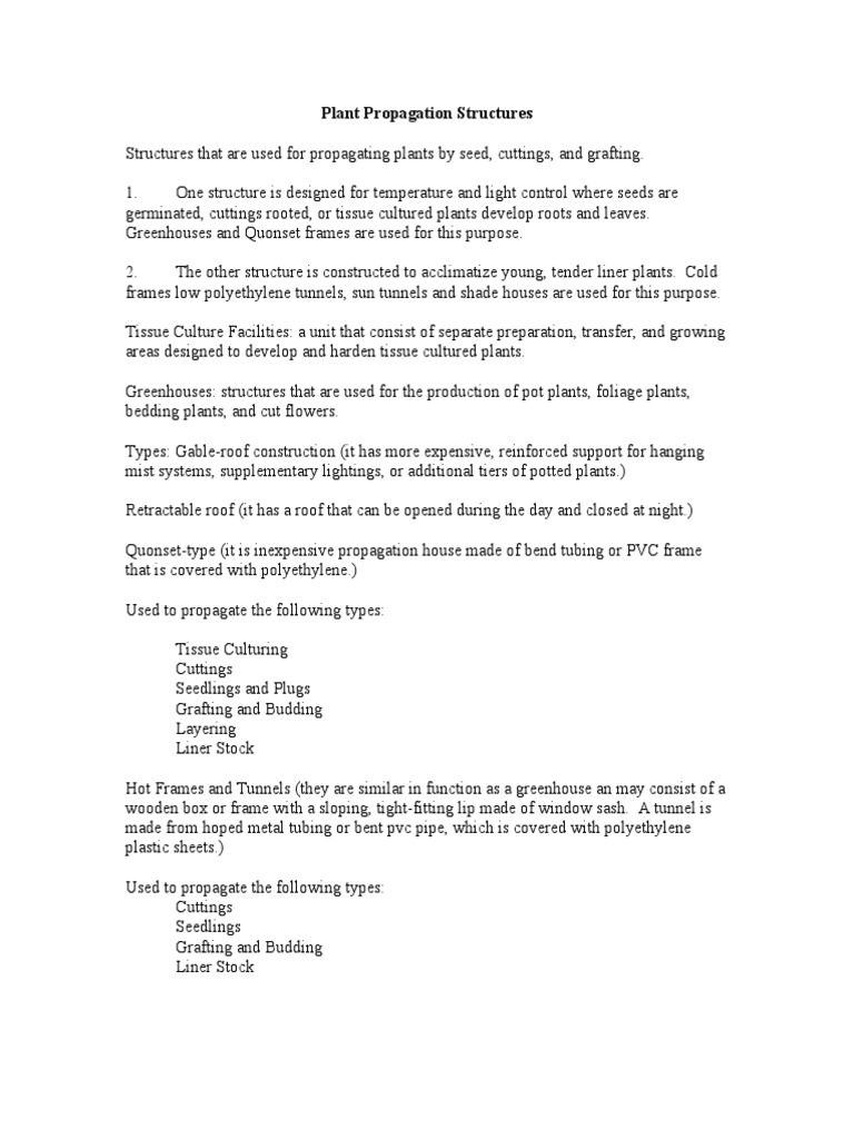 Plant Propagation Structures | PDF | Greenhouse | Soil