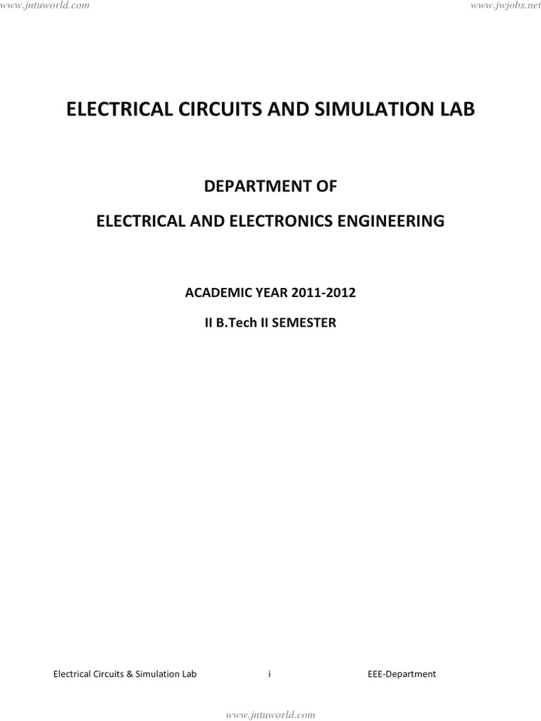 Electrical Circuits Simulation Lab Manual PDF | PDF | Electrical ...