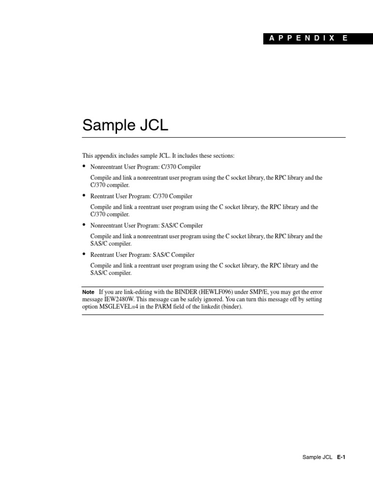 Sample JCL: Appendix E | PDF | Network Socket | C (Programming Language)