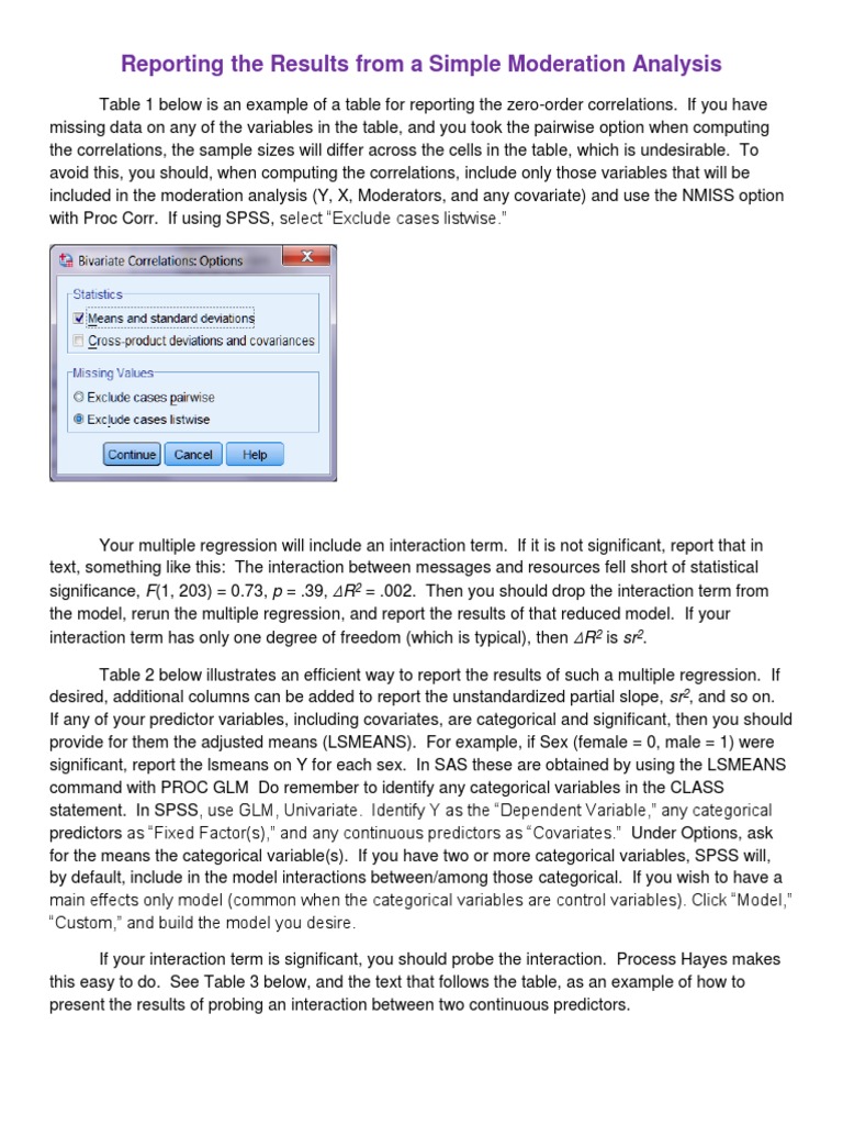 Moderation Reporting-Results | PDF | Dependent And Independent ...