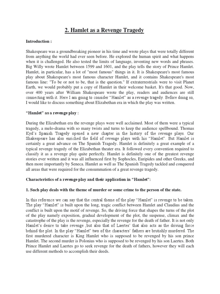 Hamlet As A Revenge Tragedy | PDF | Hamlet