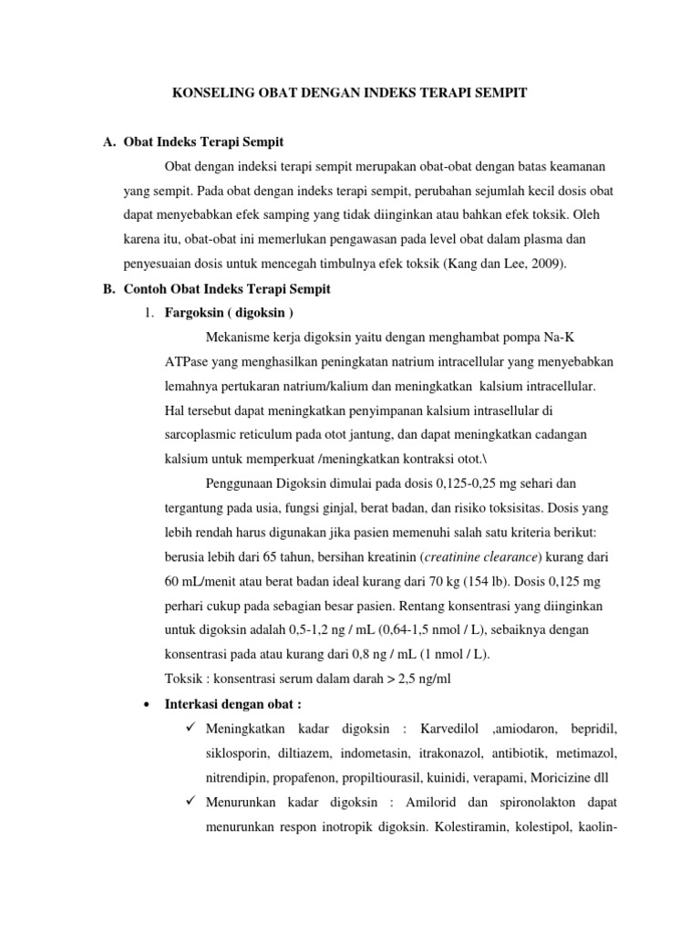 Konseling Indeks Terapi Sempit | PDF